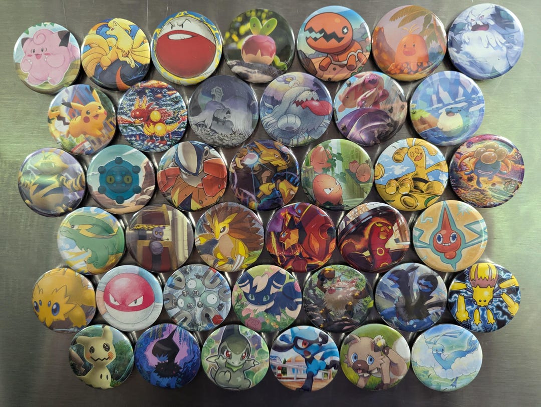 Pokemon Trading Card Fridge Magnets, Collectible TCG Magnets (1.25 Inch ...