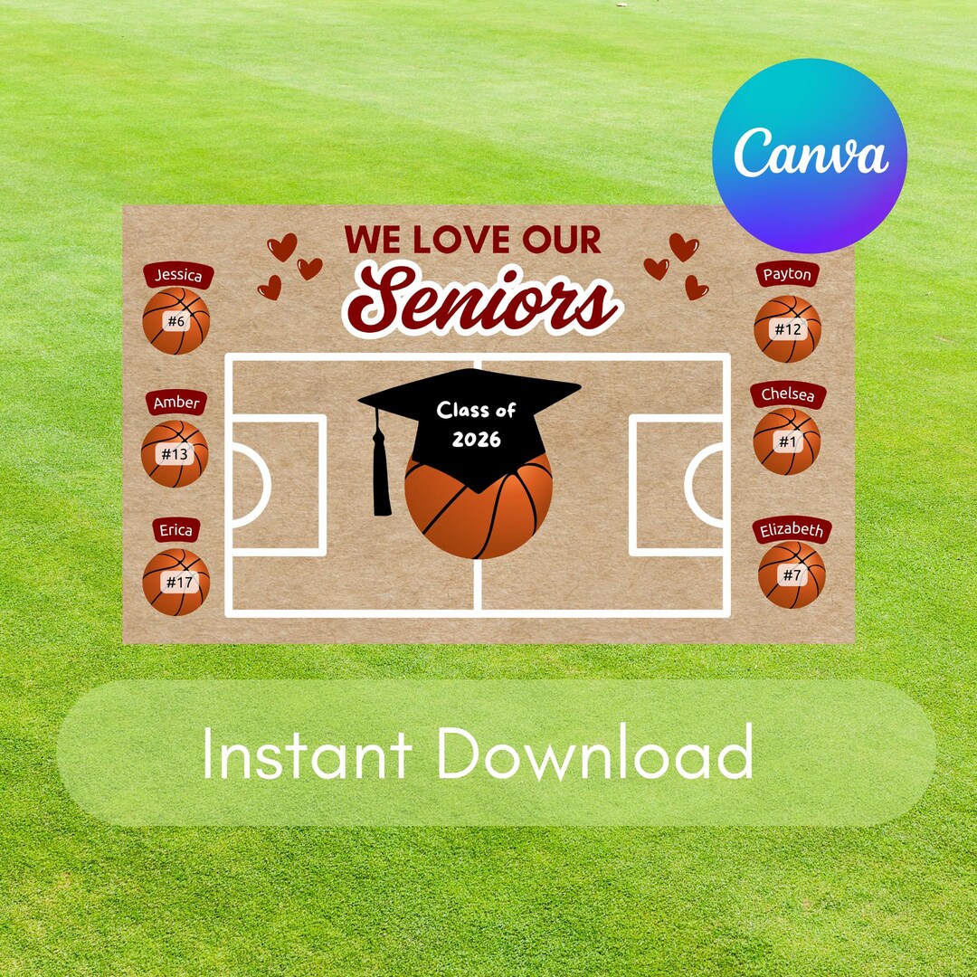 Basketball Senior Night Banner Template | We Love Our Seniors - Etsy