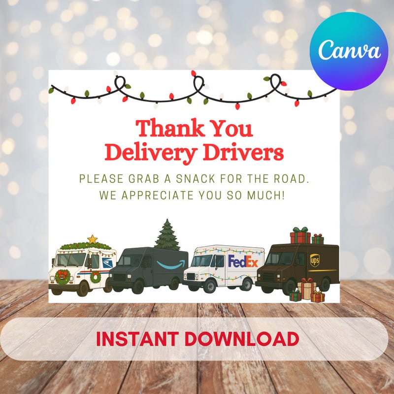 Printable Thank You to Delivery Drivers - Etsy