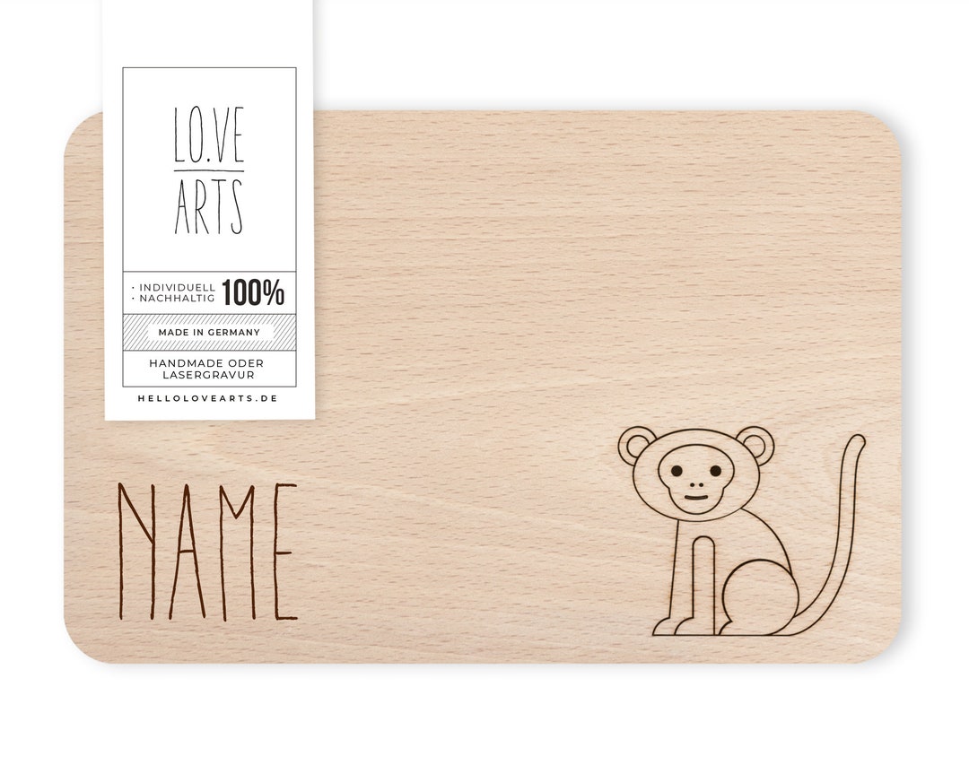Wooden Board Monkey with Name - Etsy