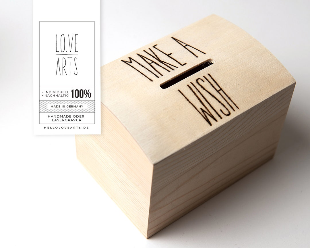 Wood Money Box Make a Wish HANDMADE - Etsy