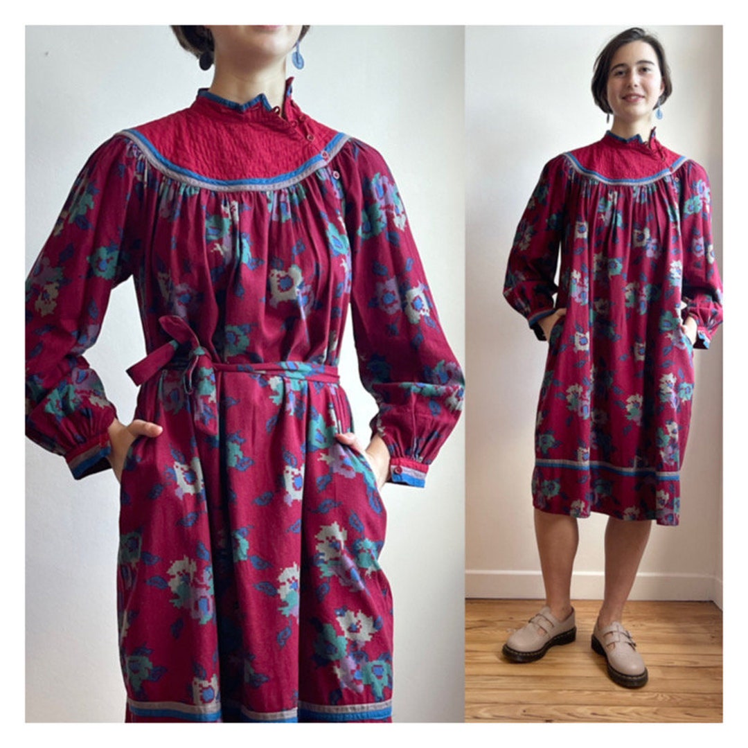 French Vintage Rene Derhy Paris Rounded Yoke Smock Dress - Etsy