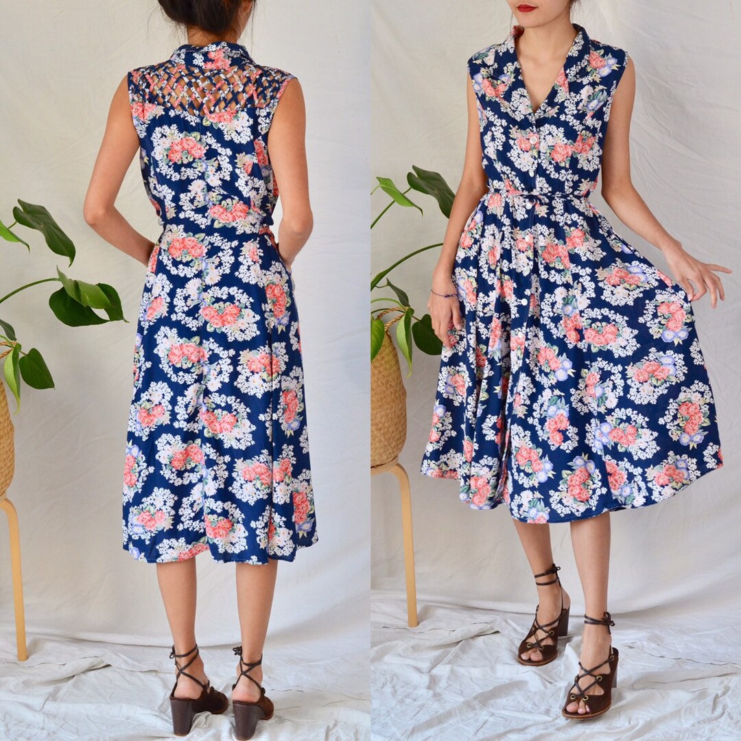 Stunning French 'rene Derhy Paris' Vintage Open Back Dress/flora ...