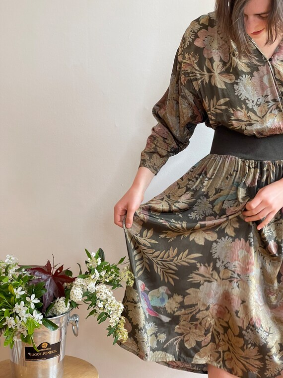 Vintage ‘Rene Derhy Paris’ 1980’s Khaki Botanical Bir… - Gem