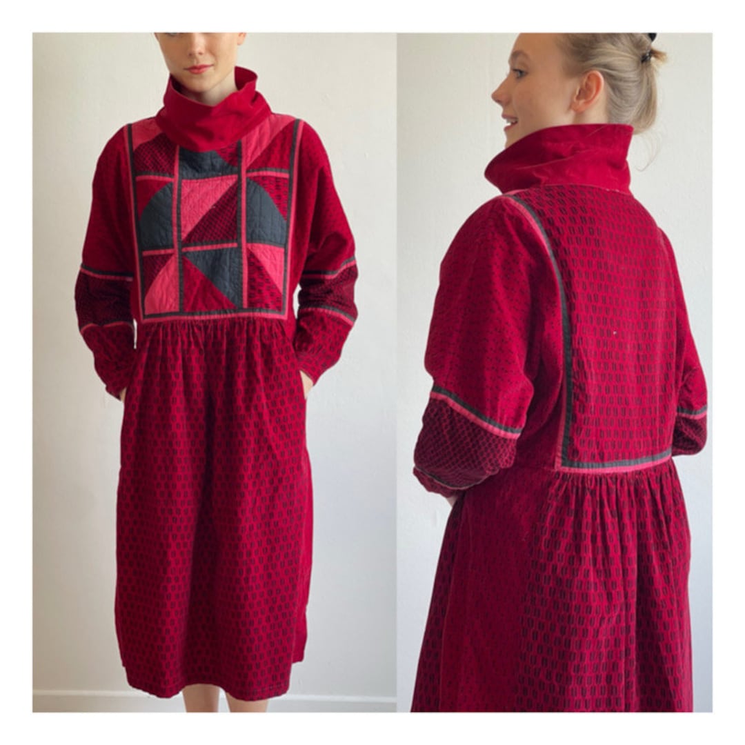 Vintage Rene Derhy Paris Smock Patchwork Folk Dress 1979s Boho Hippy ...