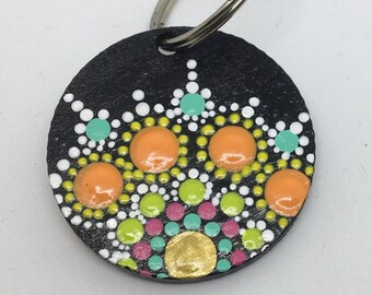 Mandala Painted Key Chains - Etsy UK