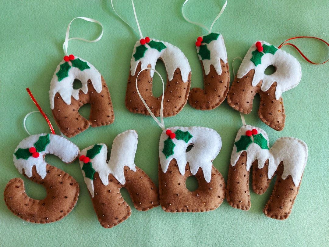 Christmas Pudding Letter Tree Decorations - Etsy UK