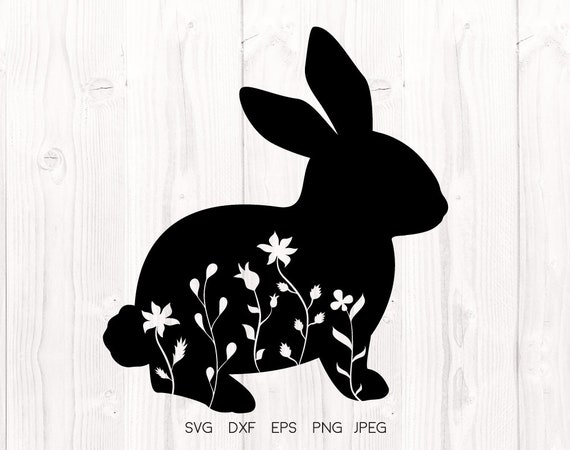 Floral Bunny SVG Bunny With Flower Svg Spring Decor Easter | Etsy