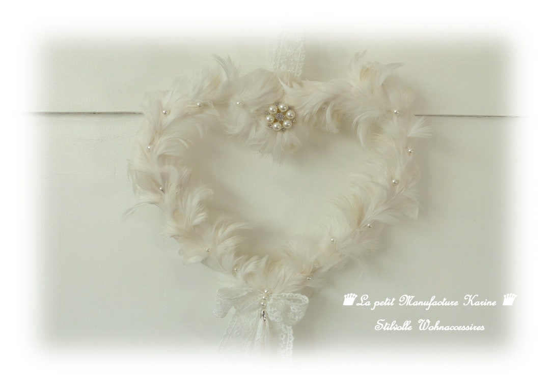 Shabby Chic Feathers Coronary Artery With Pearls and Lace in Cream ...