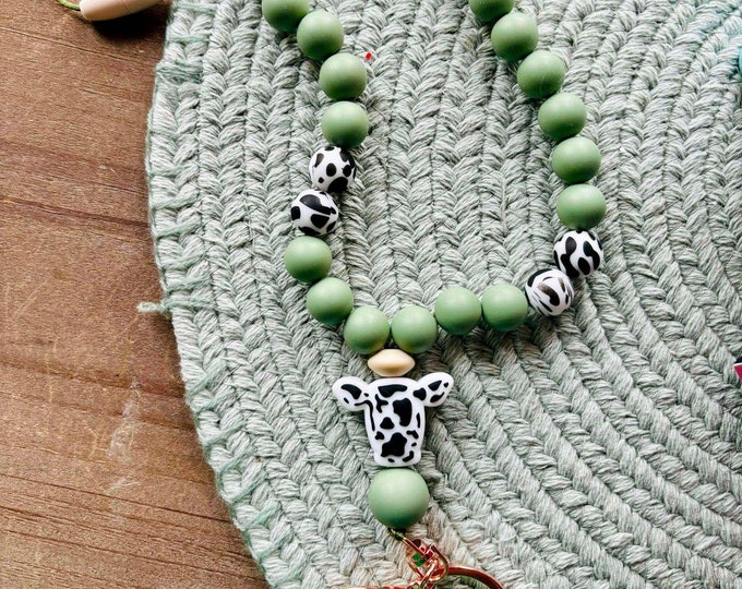Cow Lanyard, Beaded Lanyard, Breakaway Lanyard, Teacher Gifts, Gifts ...