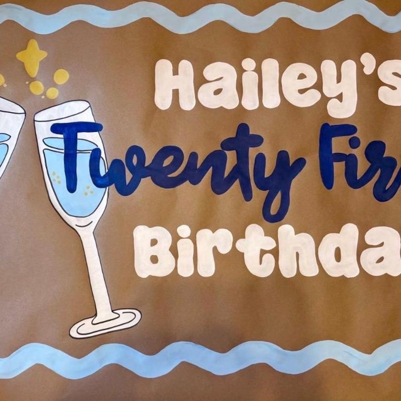 Birthday Champagne Banner - Etsy
