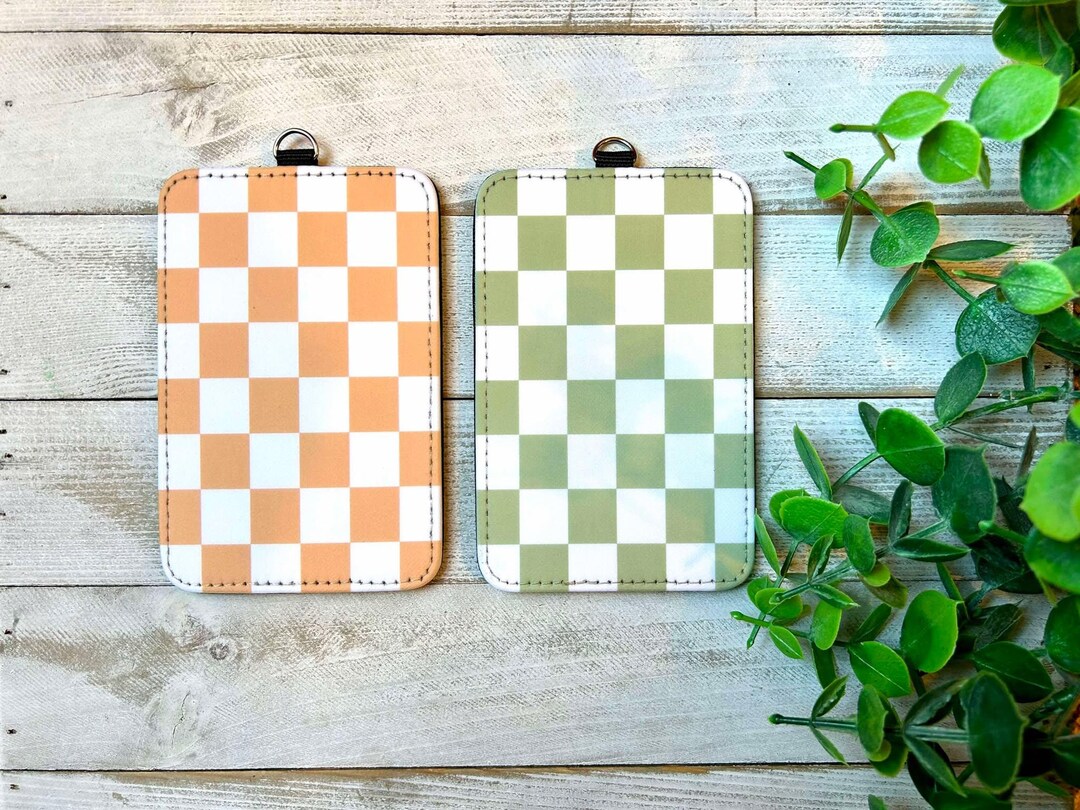 Checkered Badge Holder, Employee ID Badge Holder, BOHO Badge Holder ...