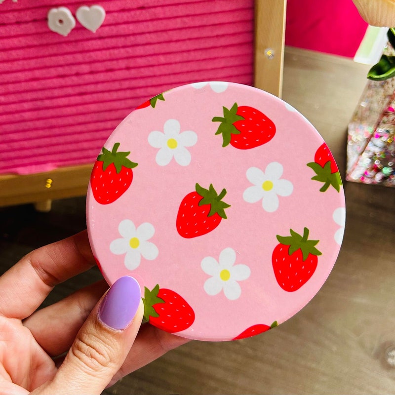 Strawberry Coaster - Etsy