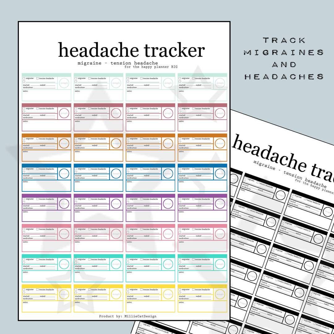 Headache Tracker / Migraine Tracker - Happy Planner BIG - PRINTABLE - Etsy