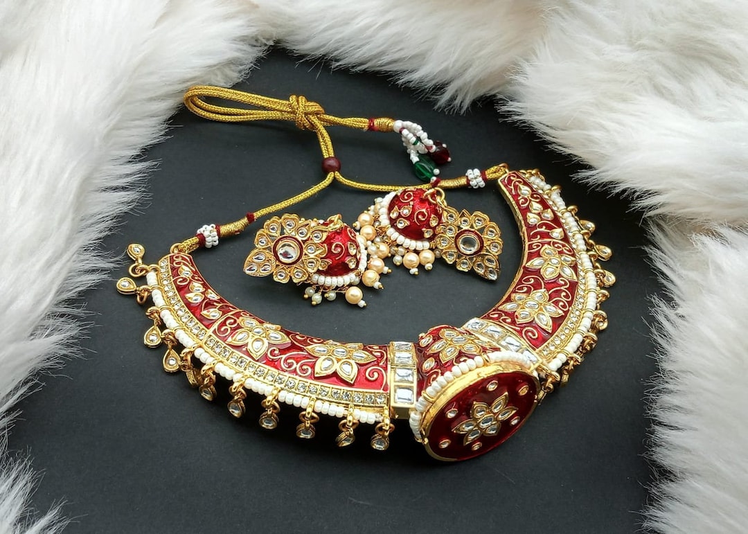 Rajputi Hasli Necklace With Earrings Rajputi Jewellery, Rajasthani ...
