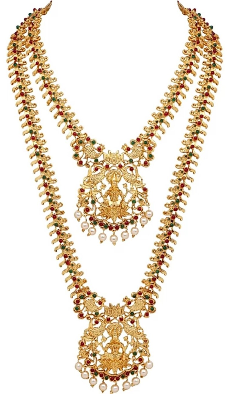 Laxmi Haar Ethnic Indian Traditional Long Gold Plated Wedding | Etsy