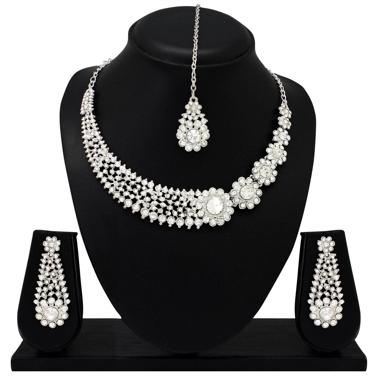 Statement Indian Bollywood Style Fashion Wedding Silver Plated - Etsy