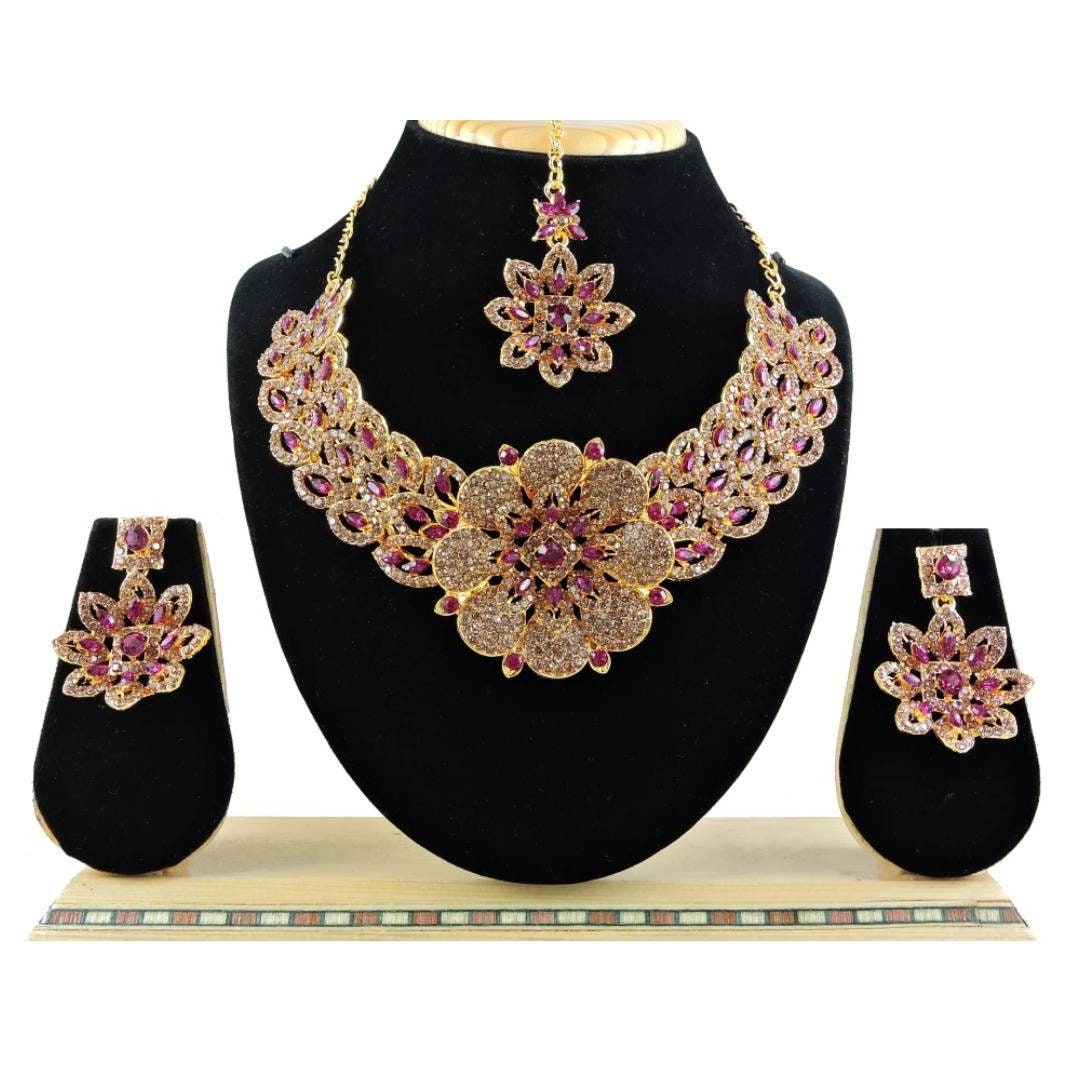 Rhinestone Pink Lct Ethnic Indian Traditional Gold Plated Wedding ...