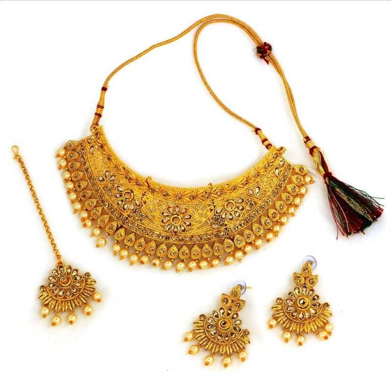 Choker Indian Traditional Fashion Ethnic Gold Plated Wedding & - Etsy