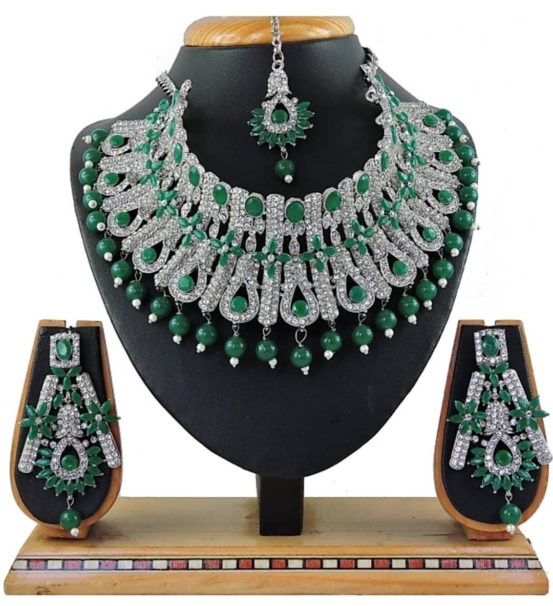 Indian Bollywood Style Fashion Wedding Set,silver Plated Diamond ...