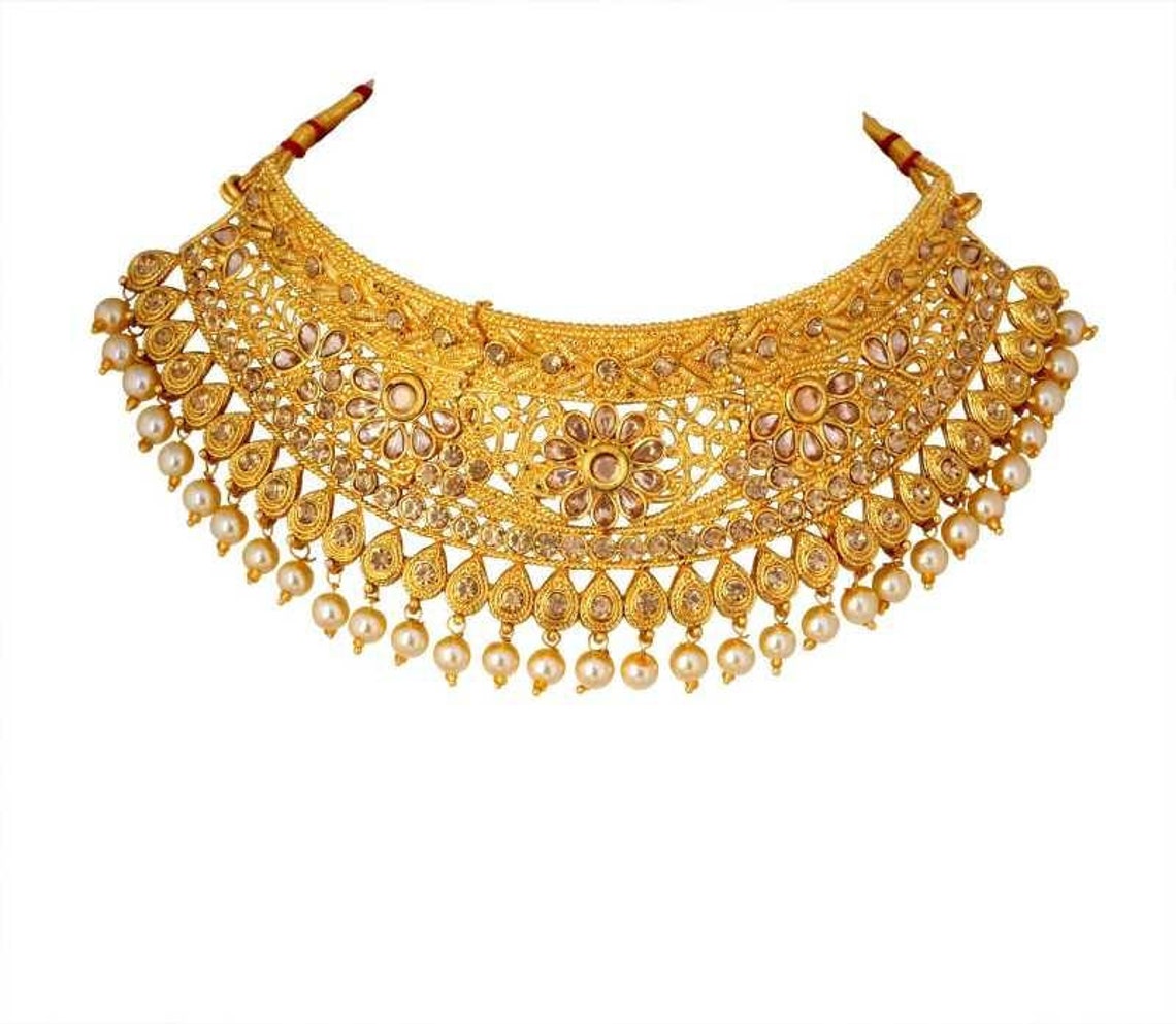 Choker Indian Traditional Fashion Ethnic Gold Plated Wedding & | Etsy