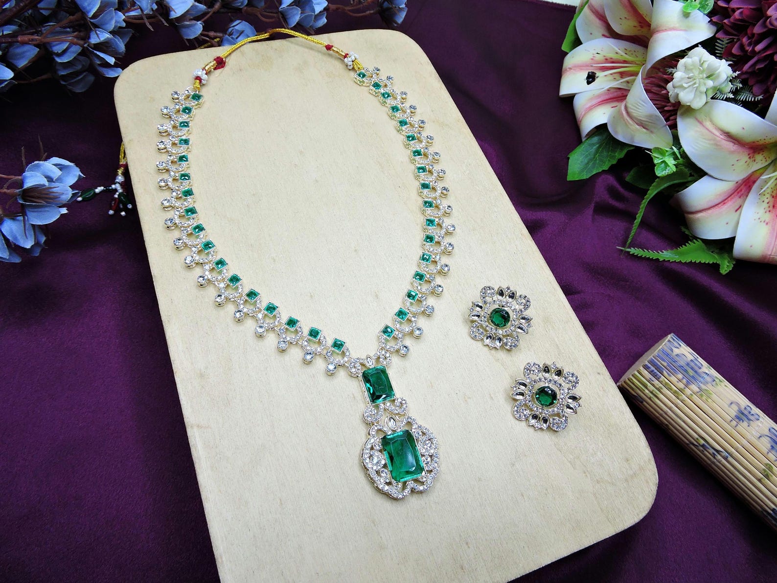 Exquisite Designer Fashion Jewelry Gold Plated Necklace Earrings Set ...