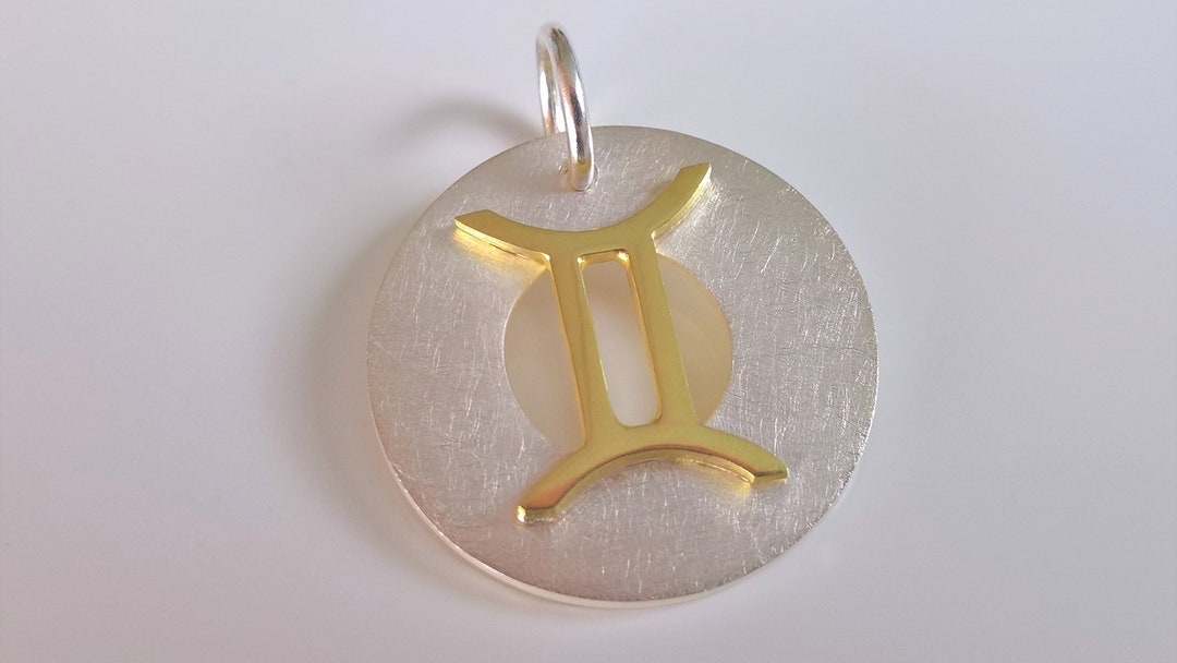 Zodiac Gemini Silver 750 Ger Gold - Etsy