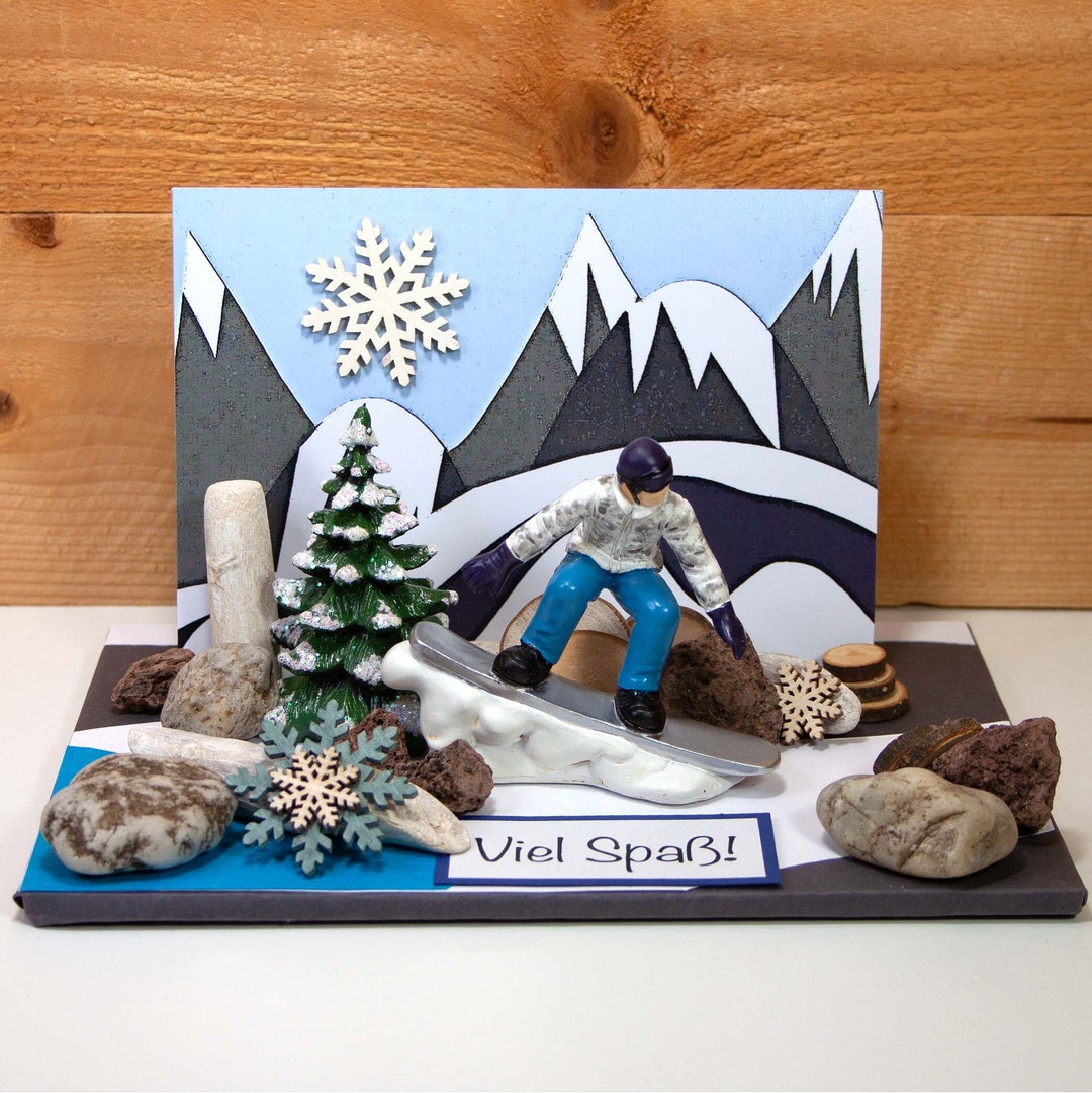 Snowboard Card Cash Gift or Voucher Winter Trip Snowboarding Retirement ...