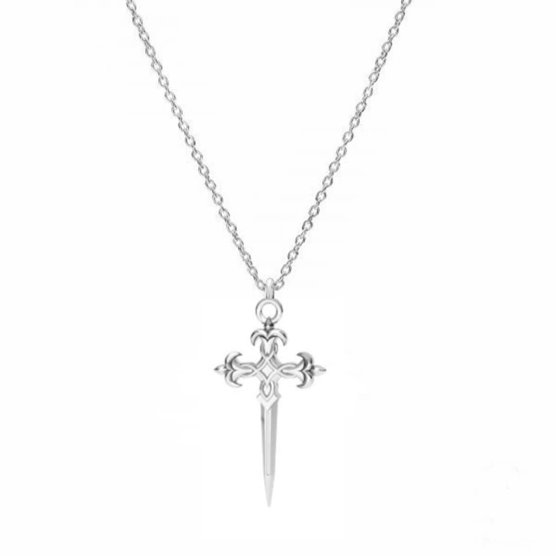 Dagger / Sword / Cross , Crucifix Necklace Sterling Silver, Rose Gold ...