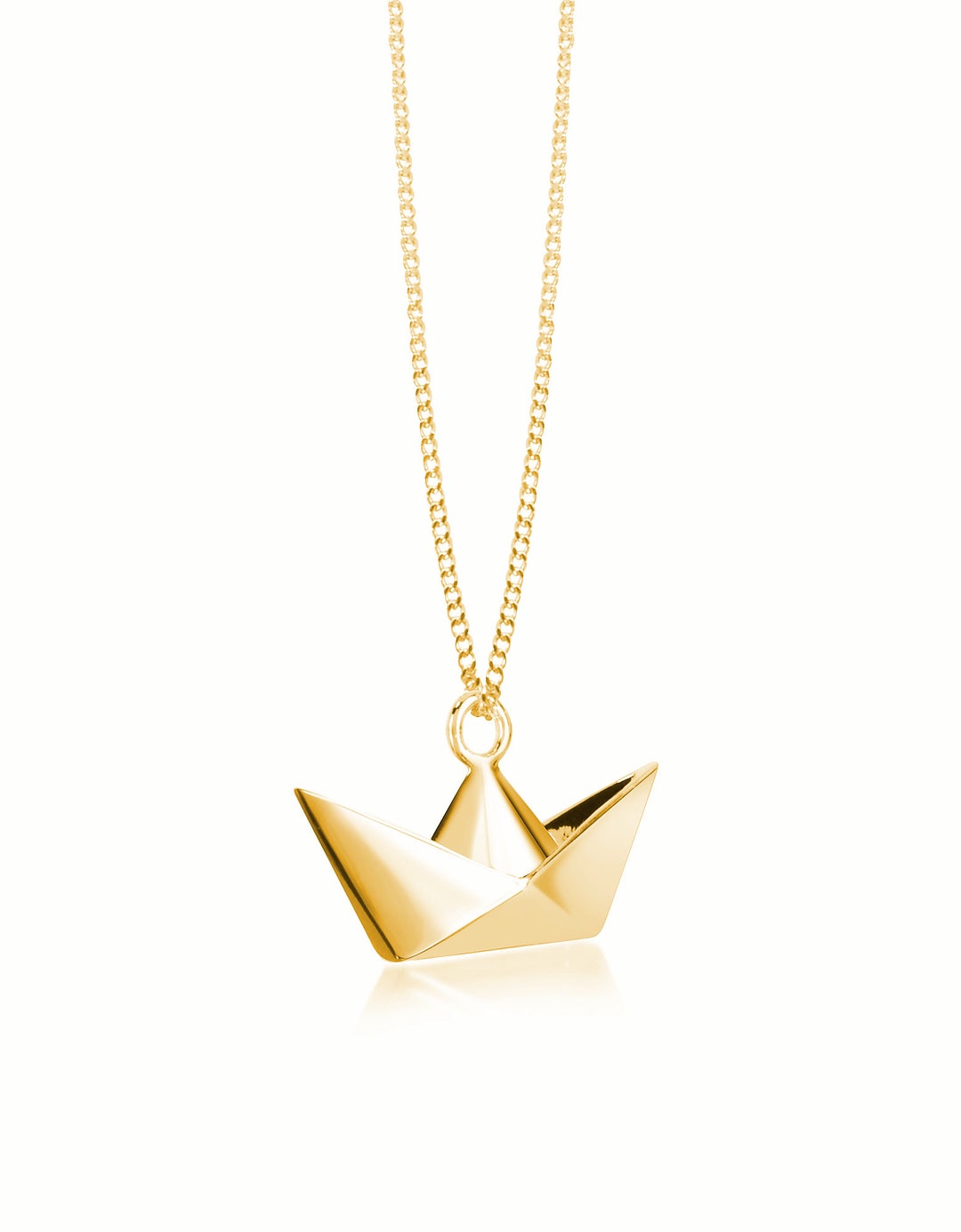PAPER SHIP Origami Necklace, Paper Boat Necklace, Rose Gold, Gold ...