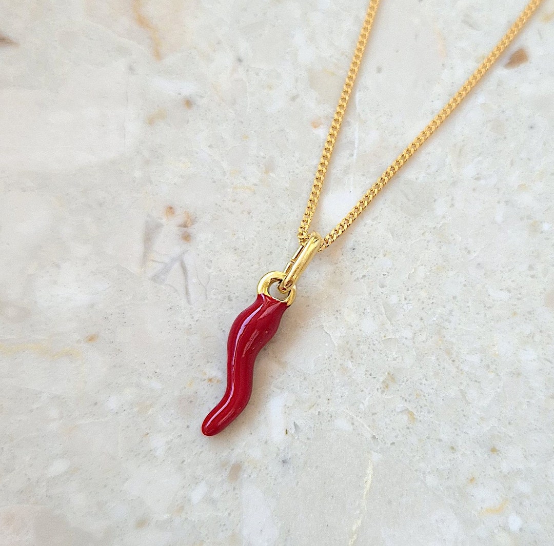 CHILLI Necklace Sterling Silver 24K Gold Plated - Etsy