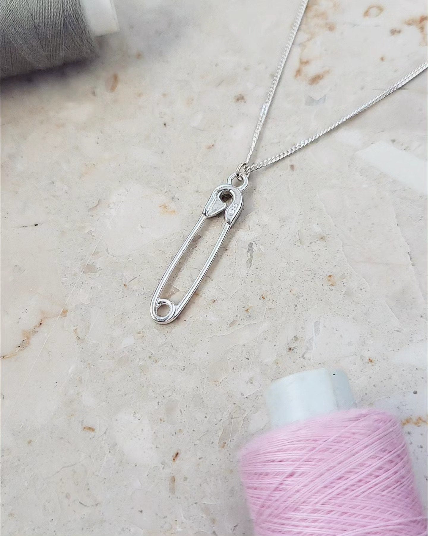 SAFETY PIN Necklace , Safety Pin Charm, Tailor Necklace, Fashion ...