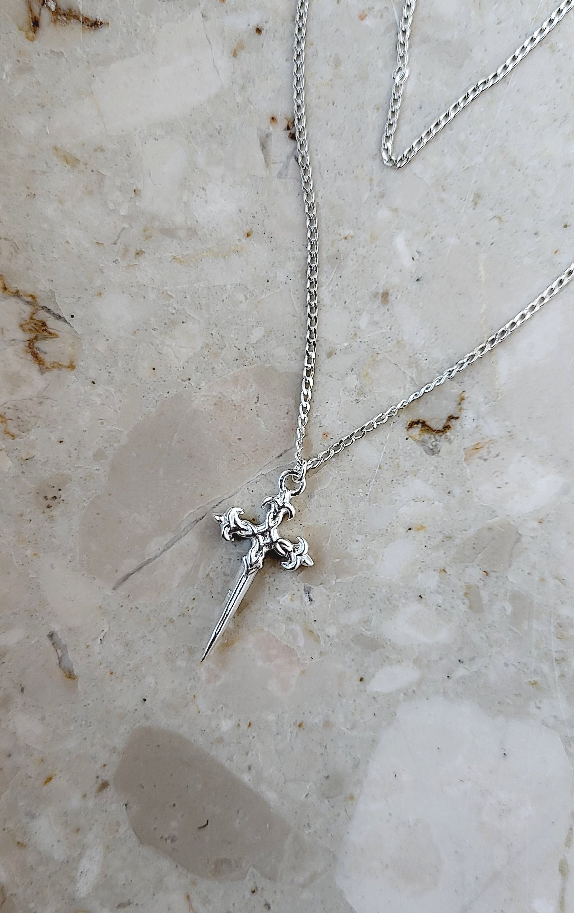 Dagger/ Sword/ Cross/ Crucifix Necklace Sterling Silver - Etsy