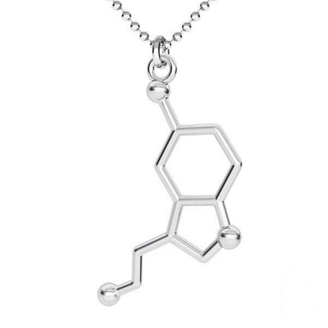 SEROTONIN II Chemistry Necklace Molecular Happy Hormones Sterling ...