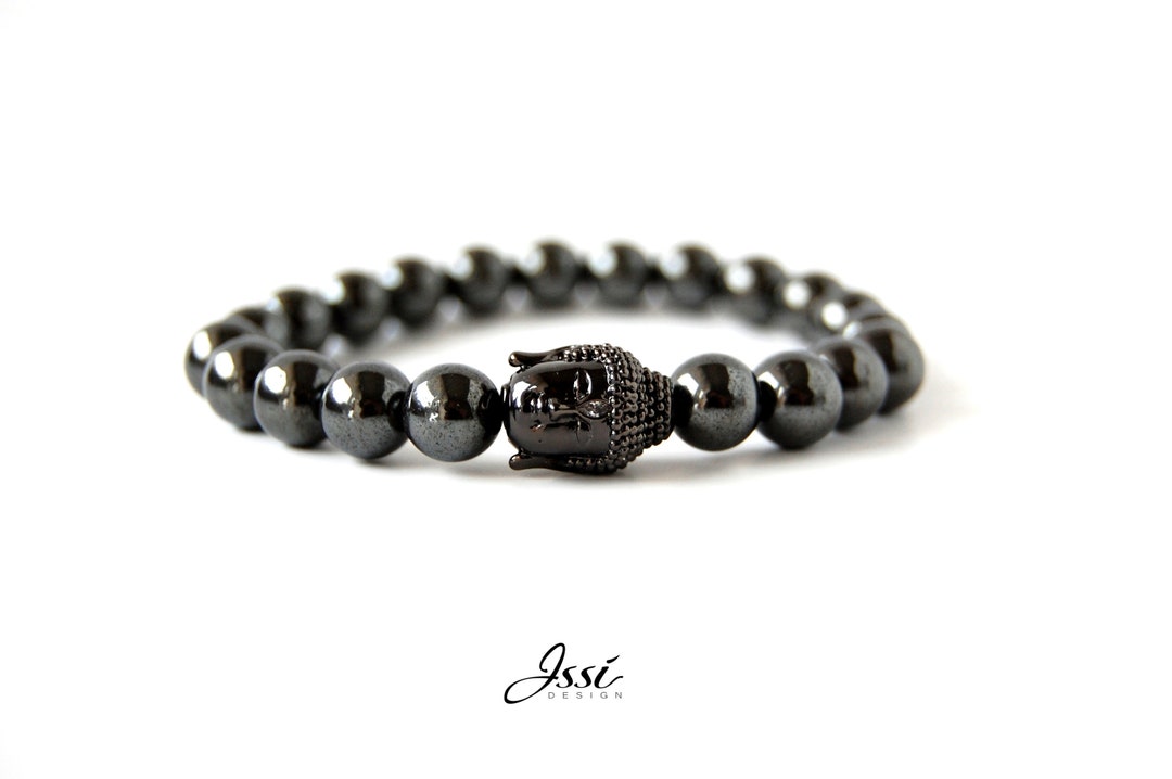 Men's / Unisex Bracelet BUDDHA - Gun Black Hematites - Etsy