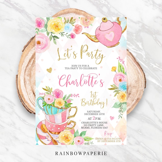 Tea Party Invitation Par-tea Birthday Invitation Printable - Etsy