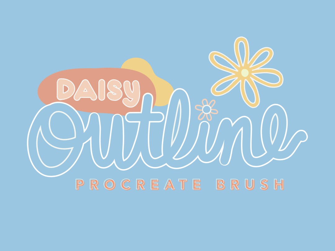 Daisy Outline Brush, Digital Brush, Instant Download, Lettering Brush ...