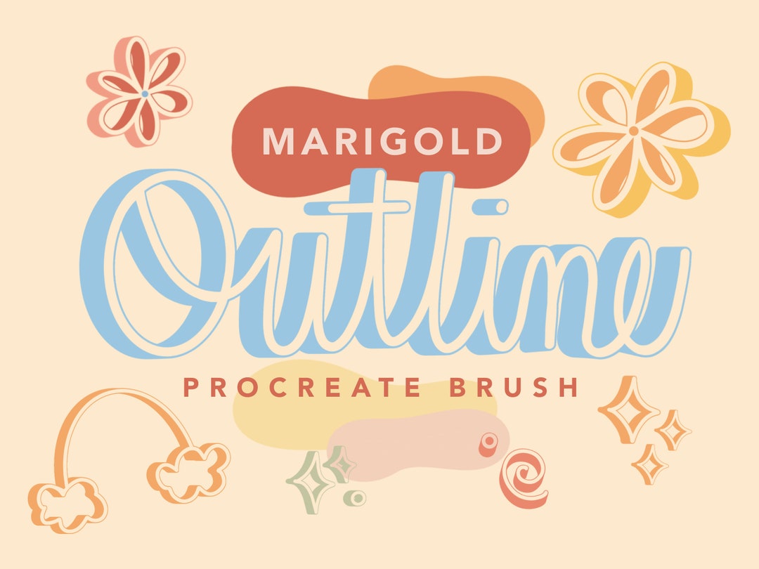Marigold Outline 3D Procreate Brush, Digital Brush, Instant Download ...