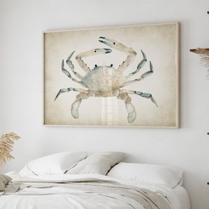 Coastal Room Decor, Rustic Boho Nautical Art, Watercolro Crab, Extra ...