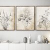 Modern Farmhouse Set of 6 Prints, Black Flowers on Rustic Background ...