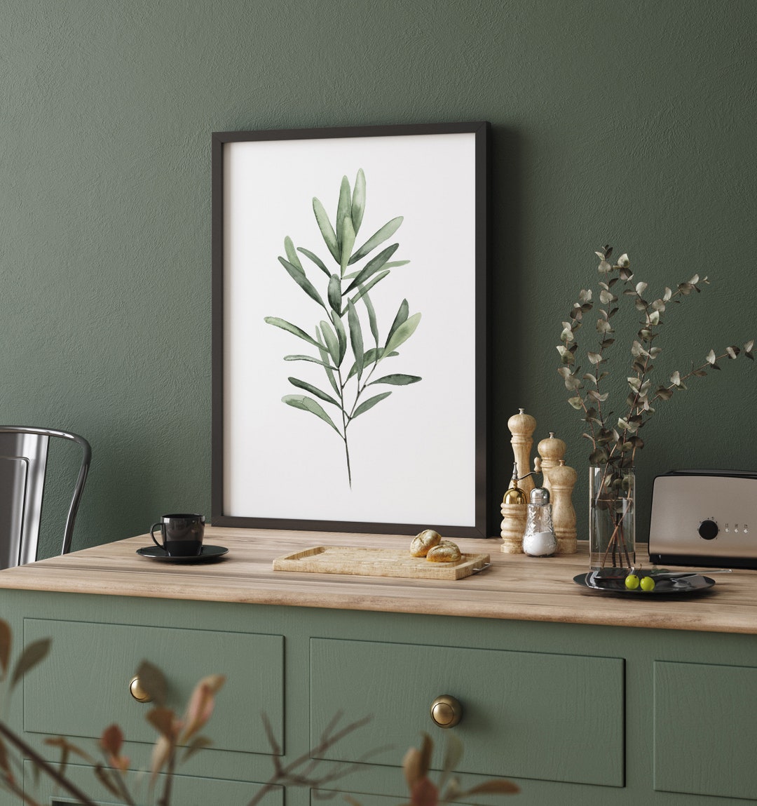 Minimalist Olive Branch, Modern Botanical Illustration, Scandi Wall ...