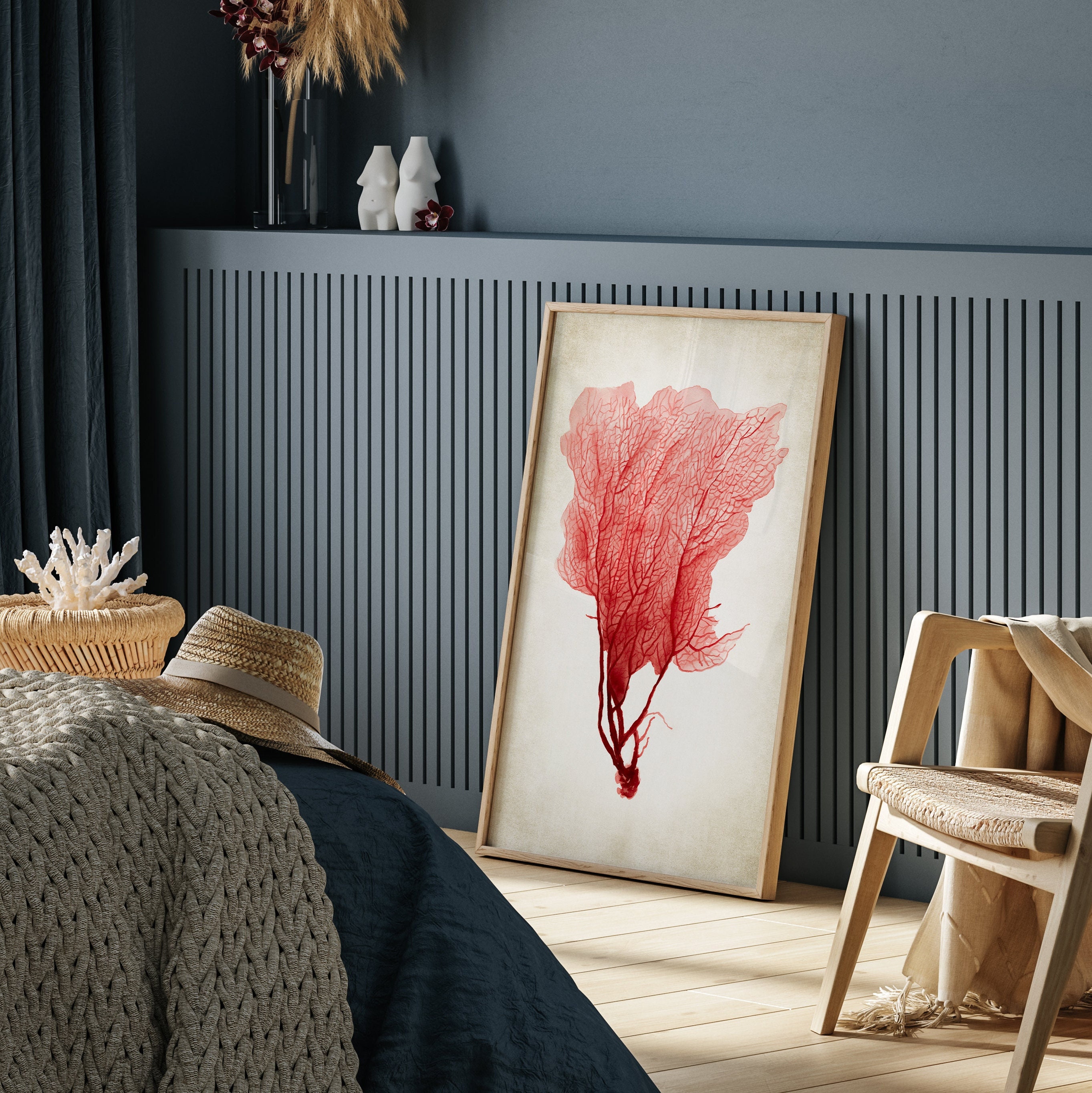 Vintage Red Coral Art Prints, Coastal Wall Decor, Set of 3 - Etsy