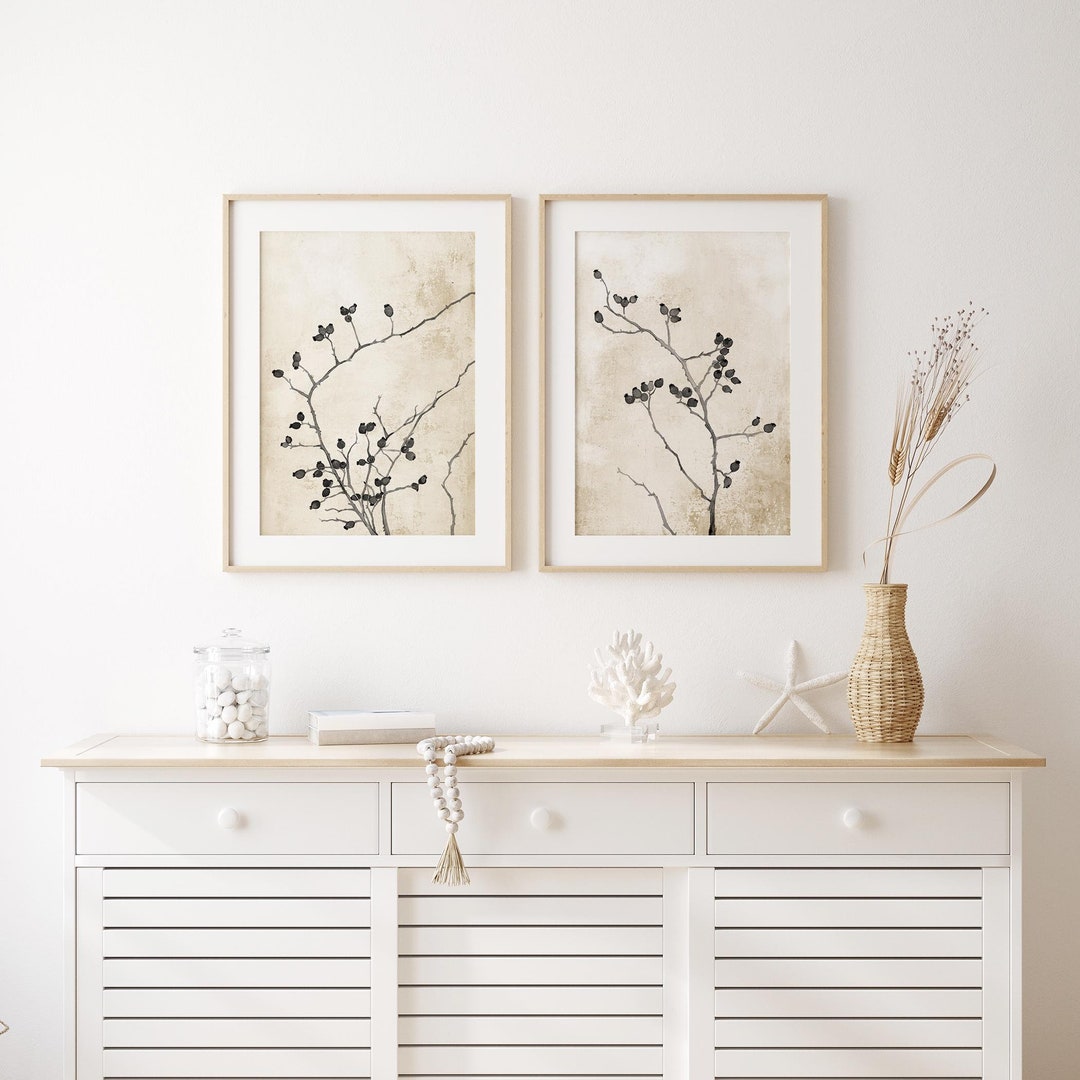 Vintage Black Rosehip Wall Art Set of 2 Prints – Watercolor Botanical ...