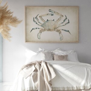 Coastal Room Decor, Rustic Boho Nautical Art, Watercolro Crab, Extra ...
