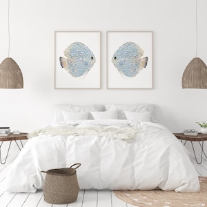 Abstract Discus Fish, Set of 2 Prints, Modern Coastal Wall Decor ...