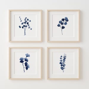 Four Navy Plants, Set of 4 Prints, Square & Vertical Posters ...