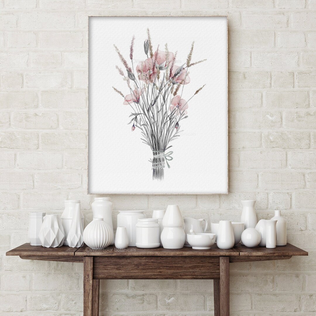 Lavender PRINT Minimalist Watercolor Flower Abstract Modern Room Floral ...