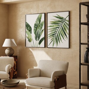 Watercolor Tropical Leaves, Set of 2 Botanical Prints, Greenery ...