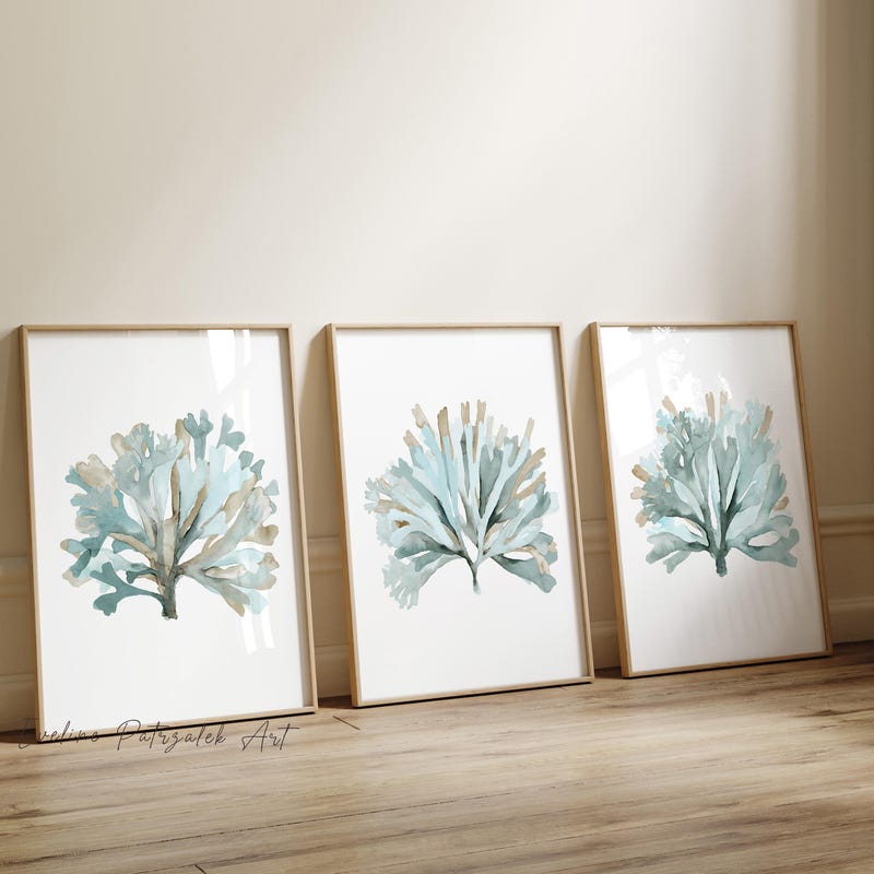 Soft Aqua Botanical Art - Etsy UK