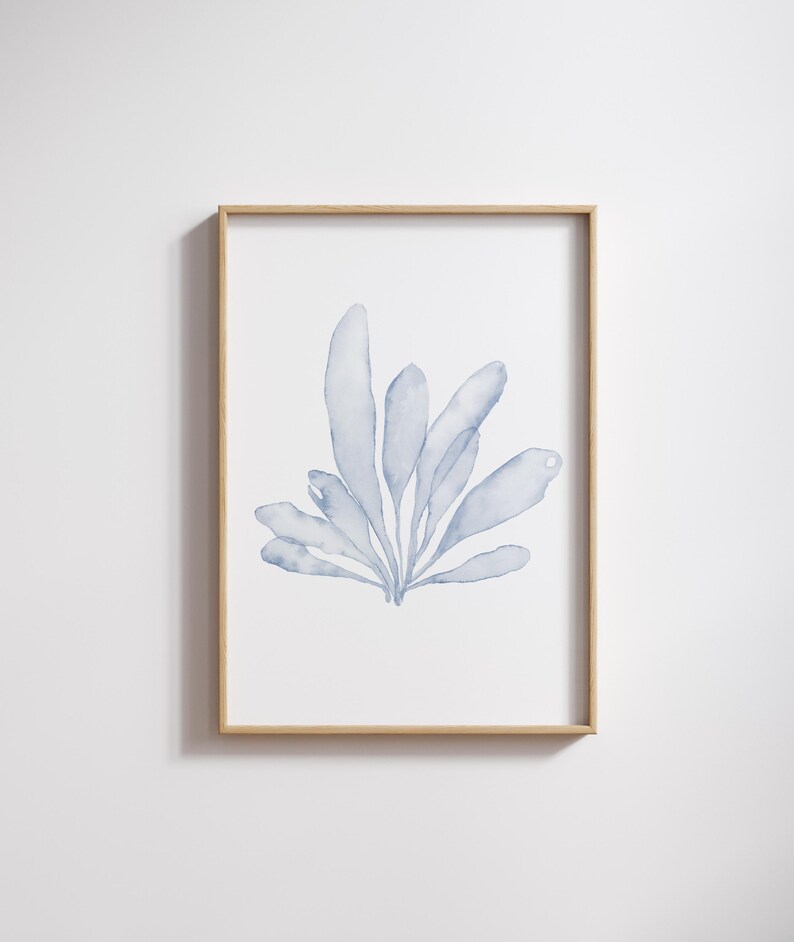 Muted Blue Corals, Minimalist Wall Decor, Seaweed Painting, Set of 2 Prints, Algae, Nautical ...
